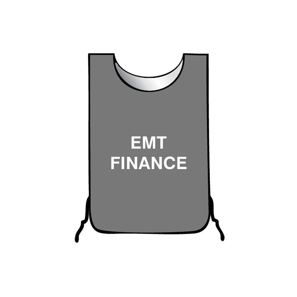EMT TABARD (Large) Colour: GREY EMT FINANCE WHITE Text (front & back ...