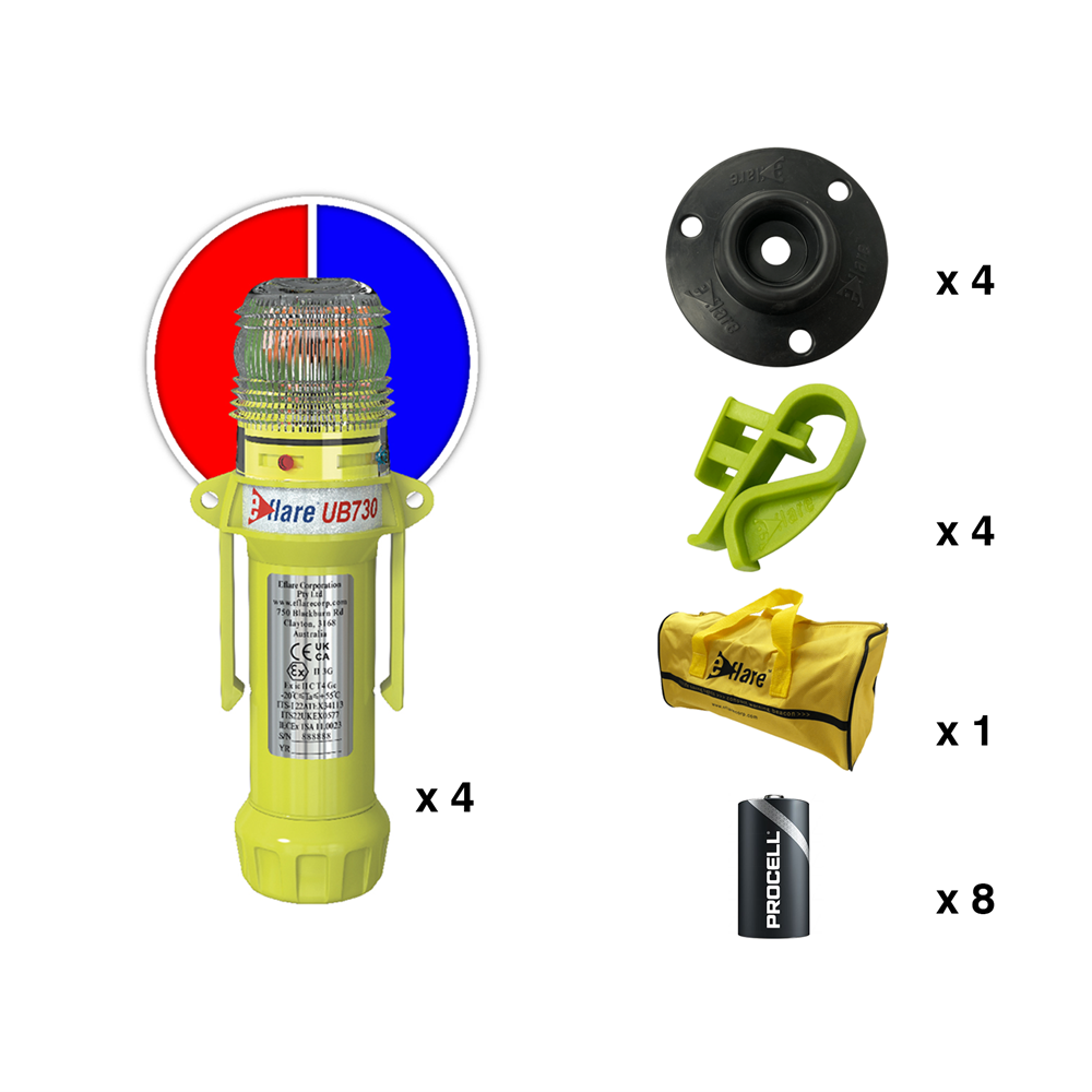 EFLARE EMS Kit - 4 x EFAT730RB 4 x Bases 4 x Cone Clips 1 x M Bag ...