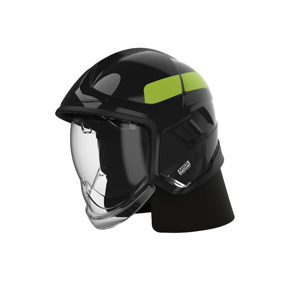 MSA Cairns XF1 helmet, visor, ear laps, clear f/shield, light mod ...