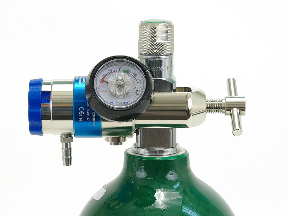 O-Two Therapy Flow 0-25L/min Barbed Outlet All Brass Pin-Indexed Yoke ...